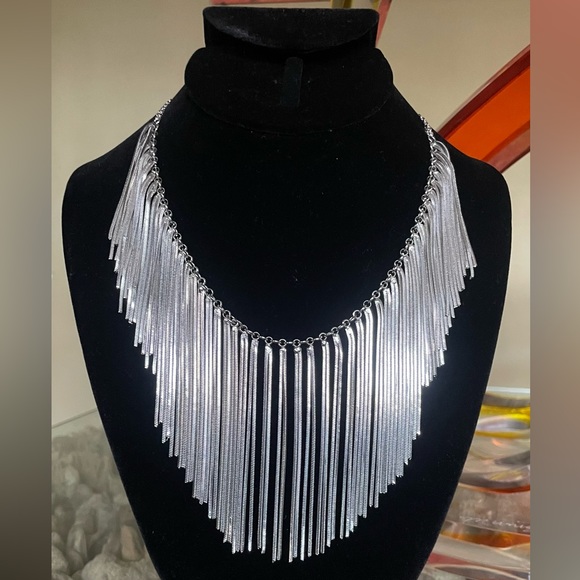 Accessories | Silver Toned Drape Fringe Necklace 2 Curb Chain3 Extender ...